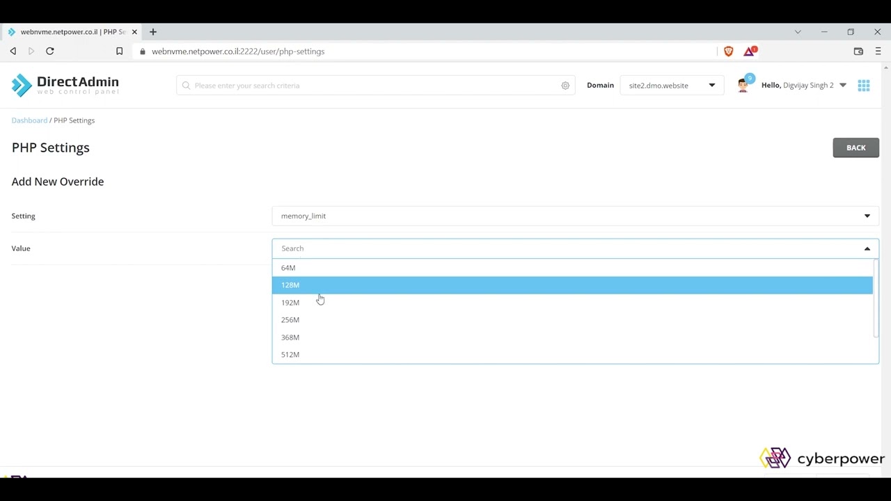 How to increase or decrease PHP Memory Limit via CloudLinux Selector in DirectAdmin-Voxfor
