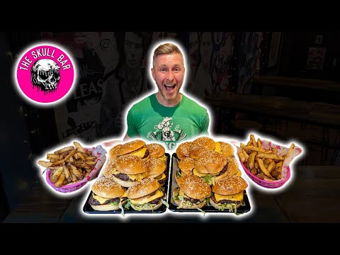 NUMB SKULL BURGER CHALLENGE - AS MUCH AS YOU CAN EAT IN 30 MINUTES! SKULL BAR