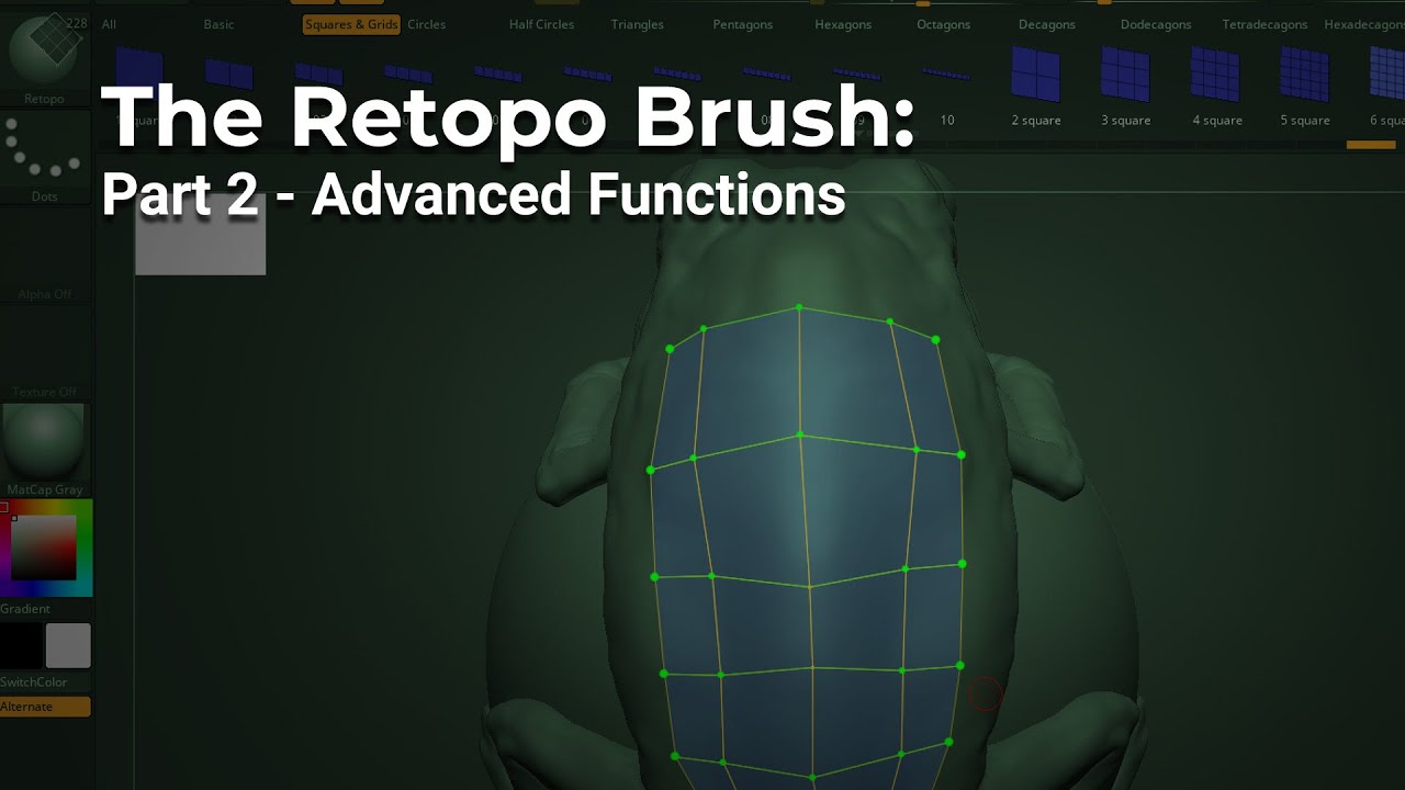 Getting Started with ZBrush Desktop - Retopology brush - Advanced functionality and settings