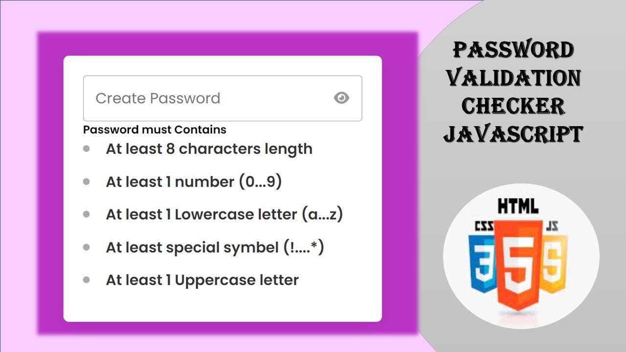 How to Create Amazing JavaScript Password Validation Checker#javascript #coding