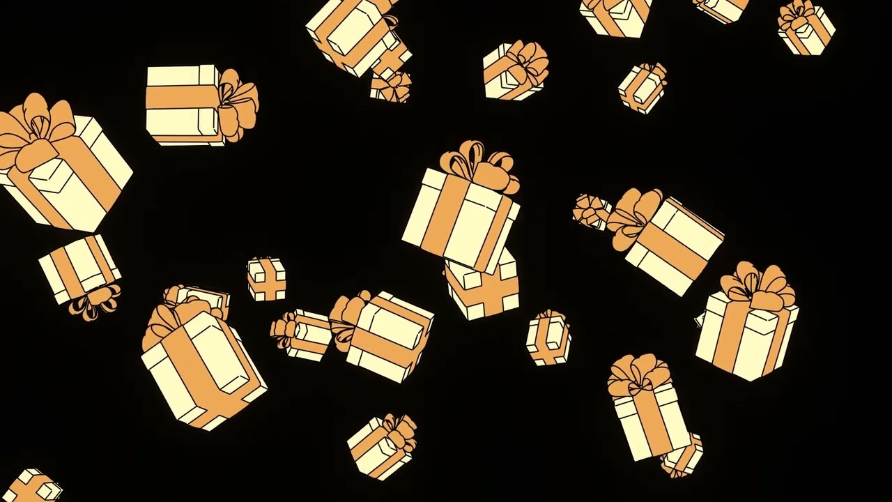 [1 hour]Toon Yellow Gift Boxes with Yellow Ribbon - Background/Screensaver[4K][No Sound]