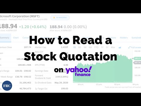 Intro to Investing: How to Read a Stock Quote on Yahoo Finance | Microsoft | Investing for Beginners