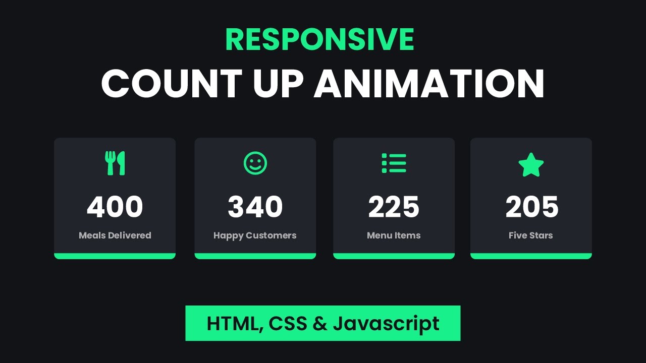 Responsive Number Counting Animation | HTML, CSS & Javascript