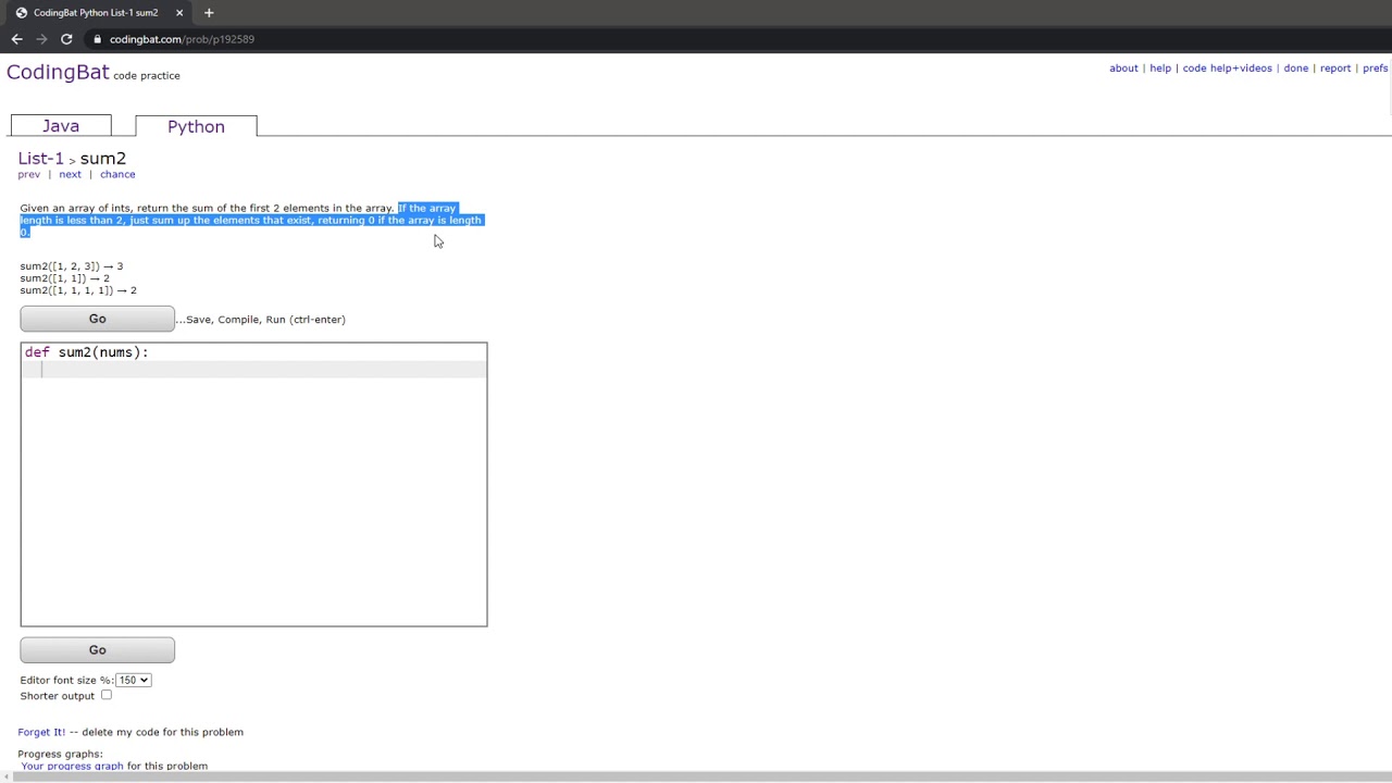 List-1 (sum2) Python Tutorial || Codingbat.com
