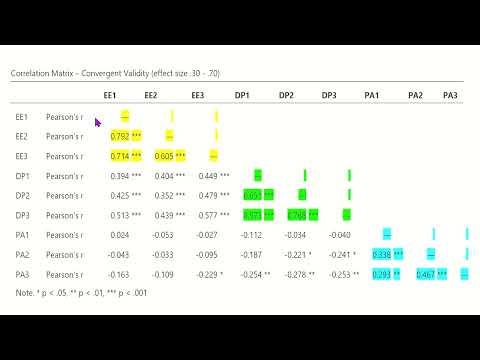 Convergent and Divergent Validity description and analysis