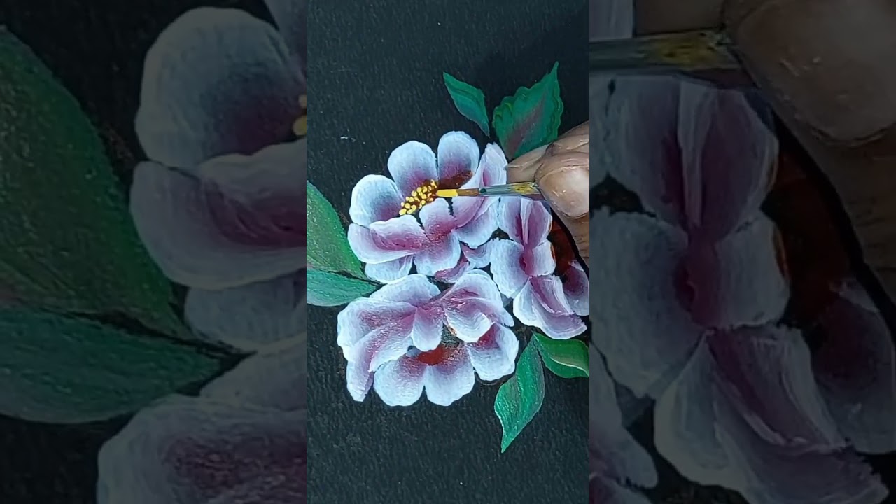 PINK ROSE IN ONE STROKE PAINTING TUTORIAL #brushstroke #viral