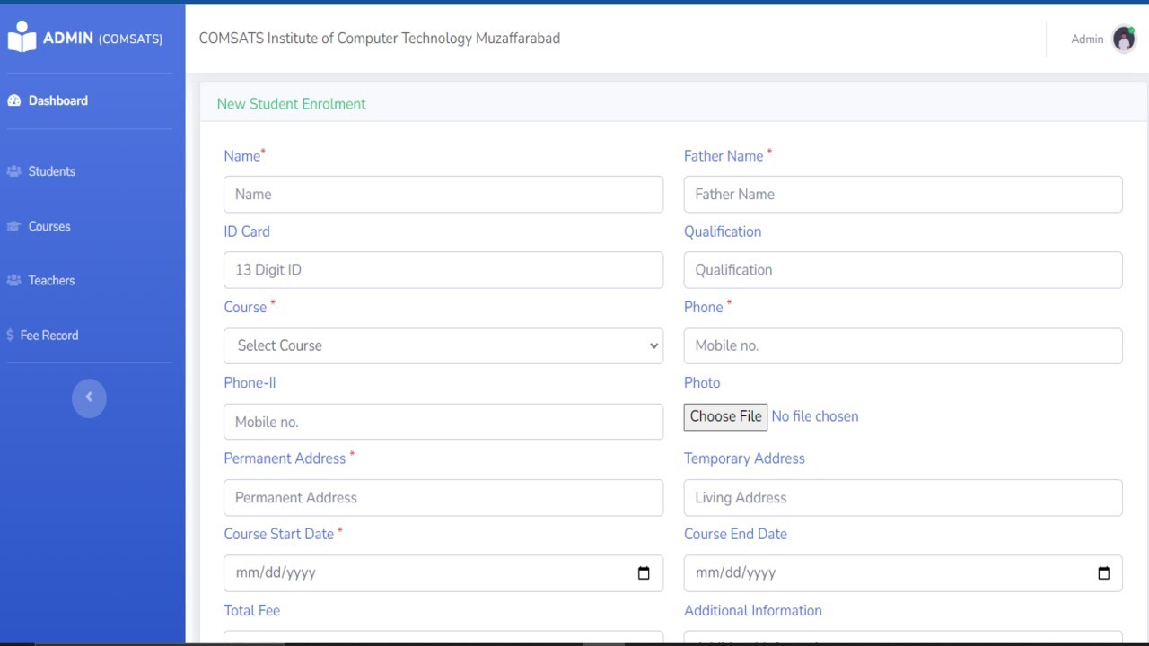 Student Management System Free Source Code | PHP Project Demo