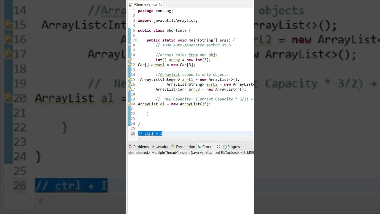 Eclipse Indentation correction shortcut | Save time in development