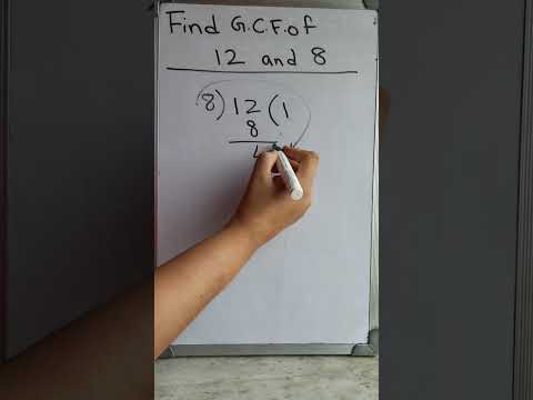 Find H.C.F. of 12 and 8 by division method #hcfbydivisionmethod #gcf