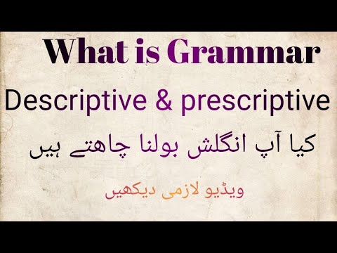 What is meant by Grammar, Difference between Descriptive and Prescriptive Grammar in Hindi/Urdu.