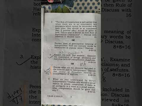 Question paper| Interpretation of Statutes| Guahati University|LLM| 2021 question paper| LLM 3rd sem