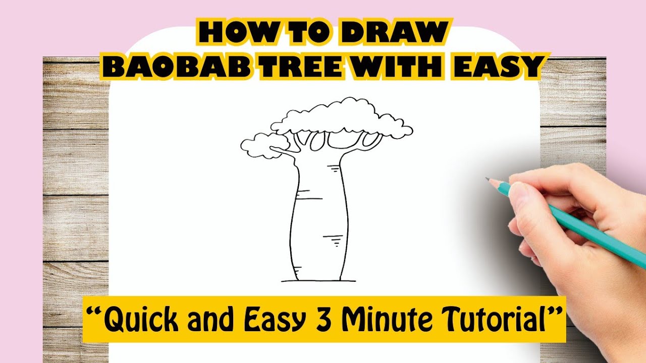 How to draw BAOBAB TREE with easy