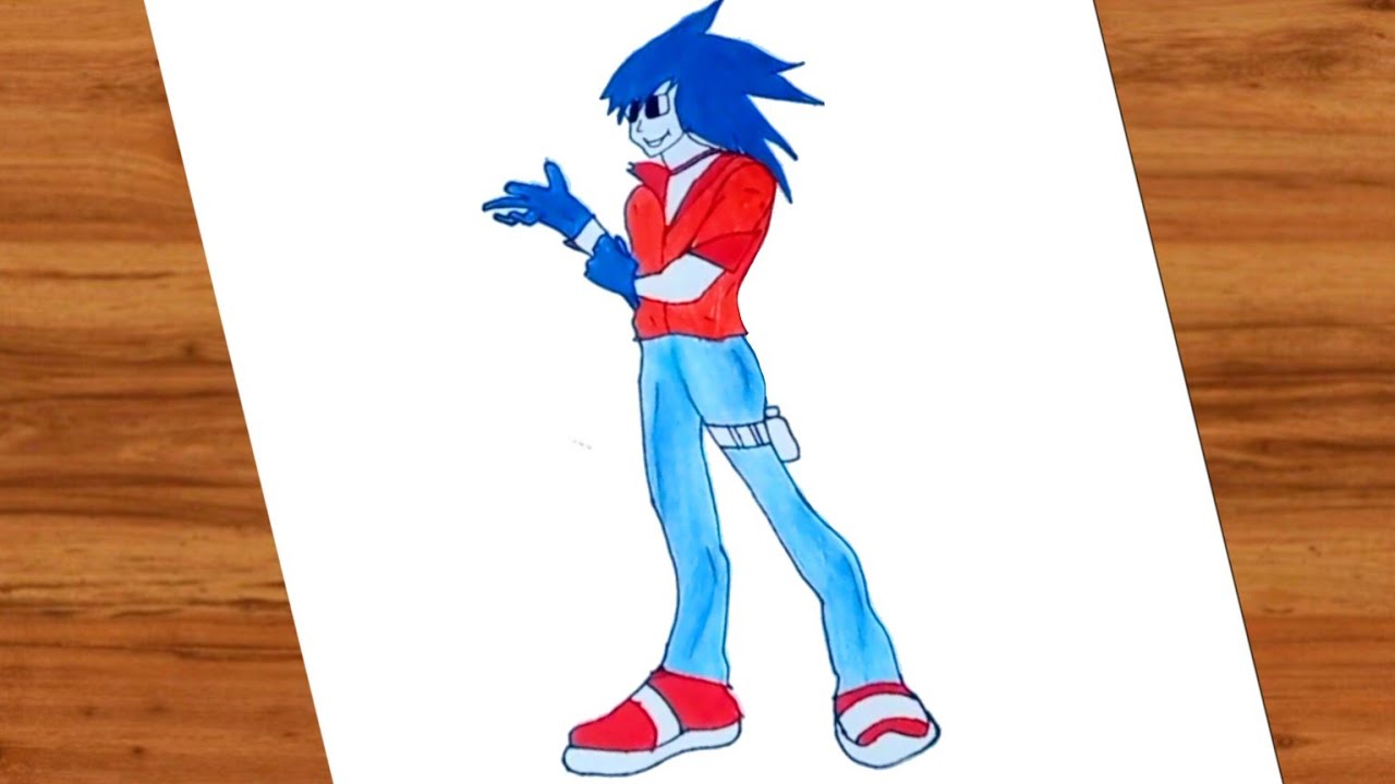 Humanized Sonic draw: drawing Sonic as a human