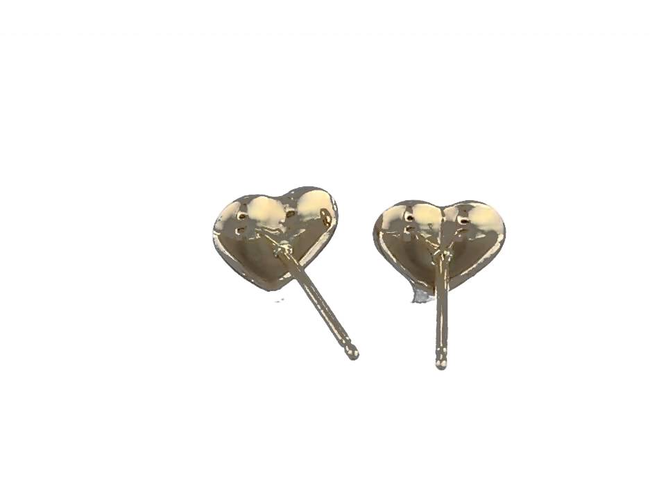 14k Yellow Gold Tiny Heart Button Earrings