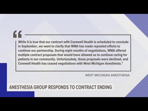 Anesthesia group says Corewell Health declined contract proposals, leading to terminated contract