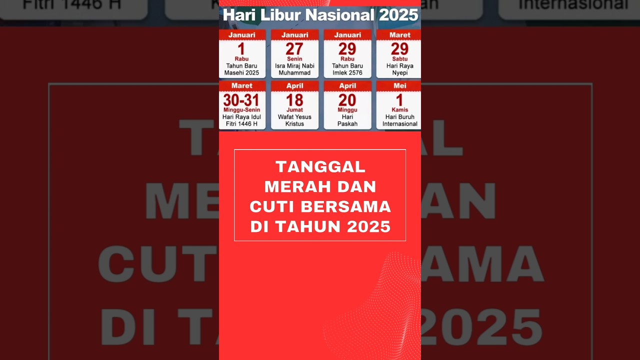 Tanggal Merah dan Cuti Bersama Tahun 2025 #tanggalmerah #cutibersama #kalender2025