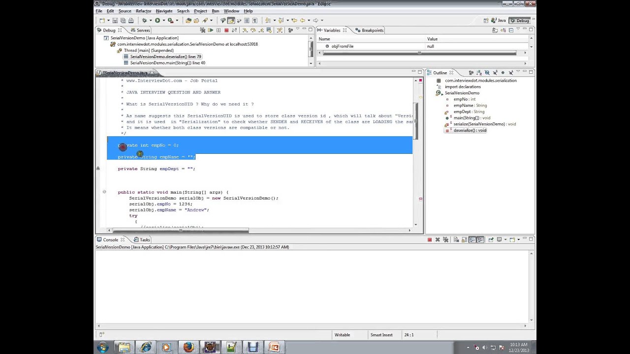 Java Interview Question And Answer What is SerialVersionUID in Java  Why do we need it  Java Intervi