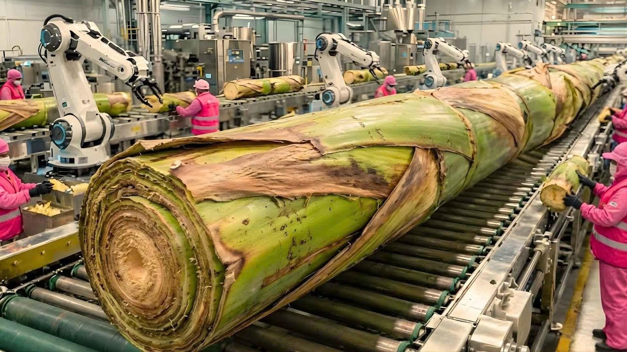 Inside a High-Tech Banana Stem Processing Factory (Full Industrial Process)
