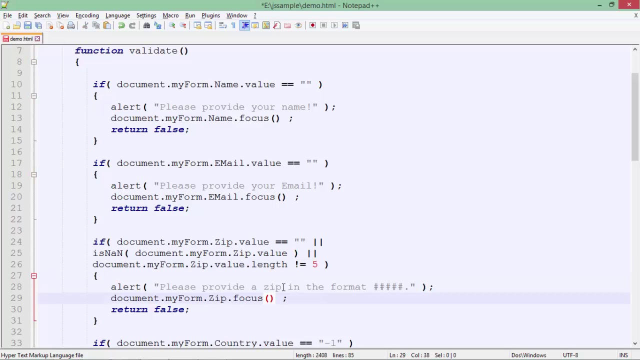 JavaScript - Validations