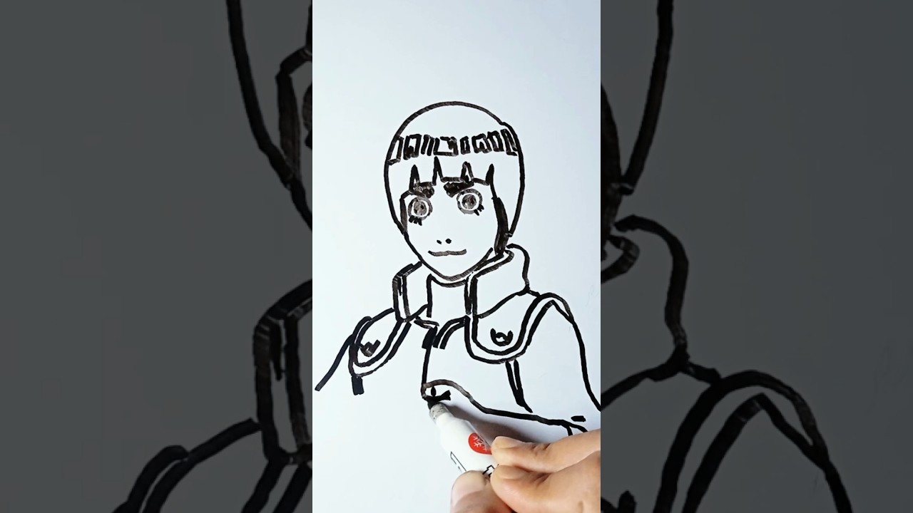 sketsa gambar karakter ROCK LEE #shorts #anime #fypシ゚viral