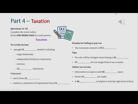 IELTS listening actual test Part 4: Taxation (answer+ transcript)