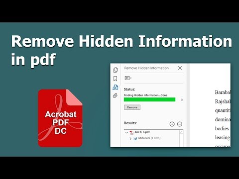 How to remove Hidden Information from pdf document using Adobe Acrobat Pro