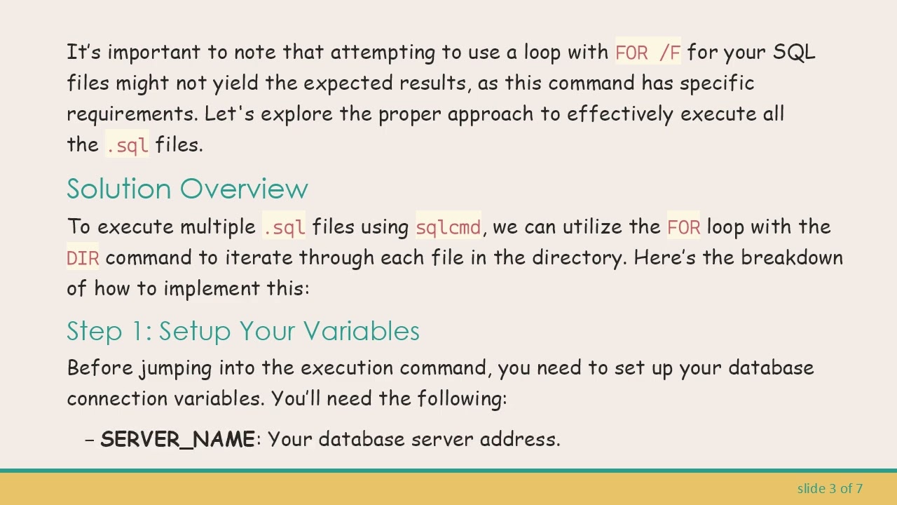How to Find and Execute .sql Files in a Directory Using sqlcmd