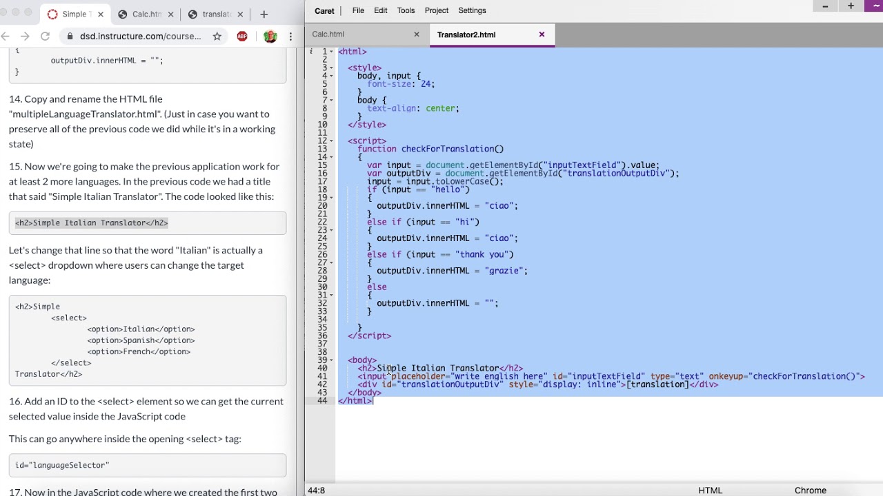 Basic Translator Tutorial (Intro to HTML/CSS/JavaScript)