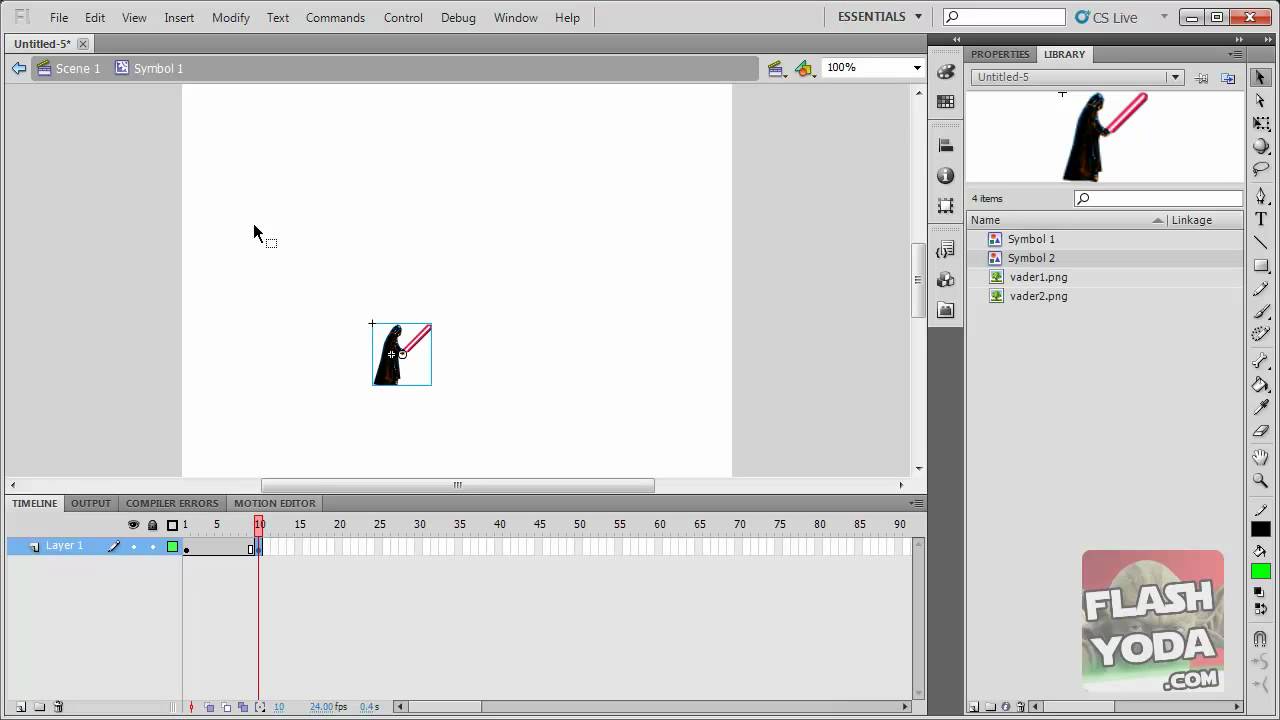 Flash CS5 Tutorial - Basic Movie Symbol Animation