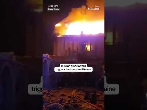 Russian drone attack triggers fire in eastern Ukraine