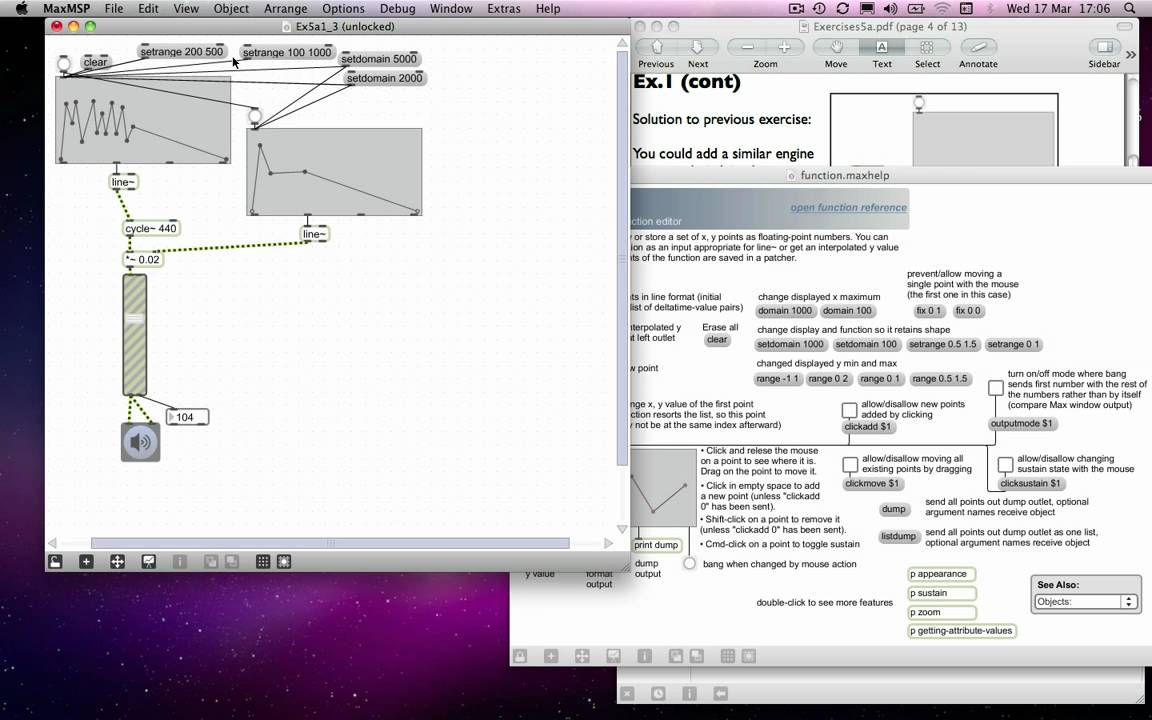 Max MSP Tutorial 05a3 Simple Synthesis—Controlling Oscillators Using Envelopes [2]