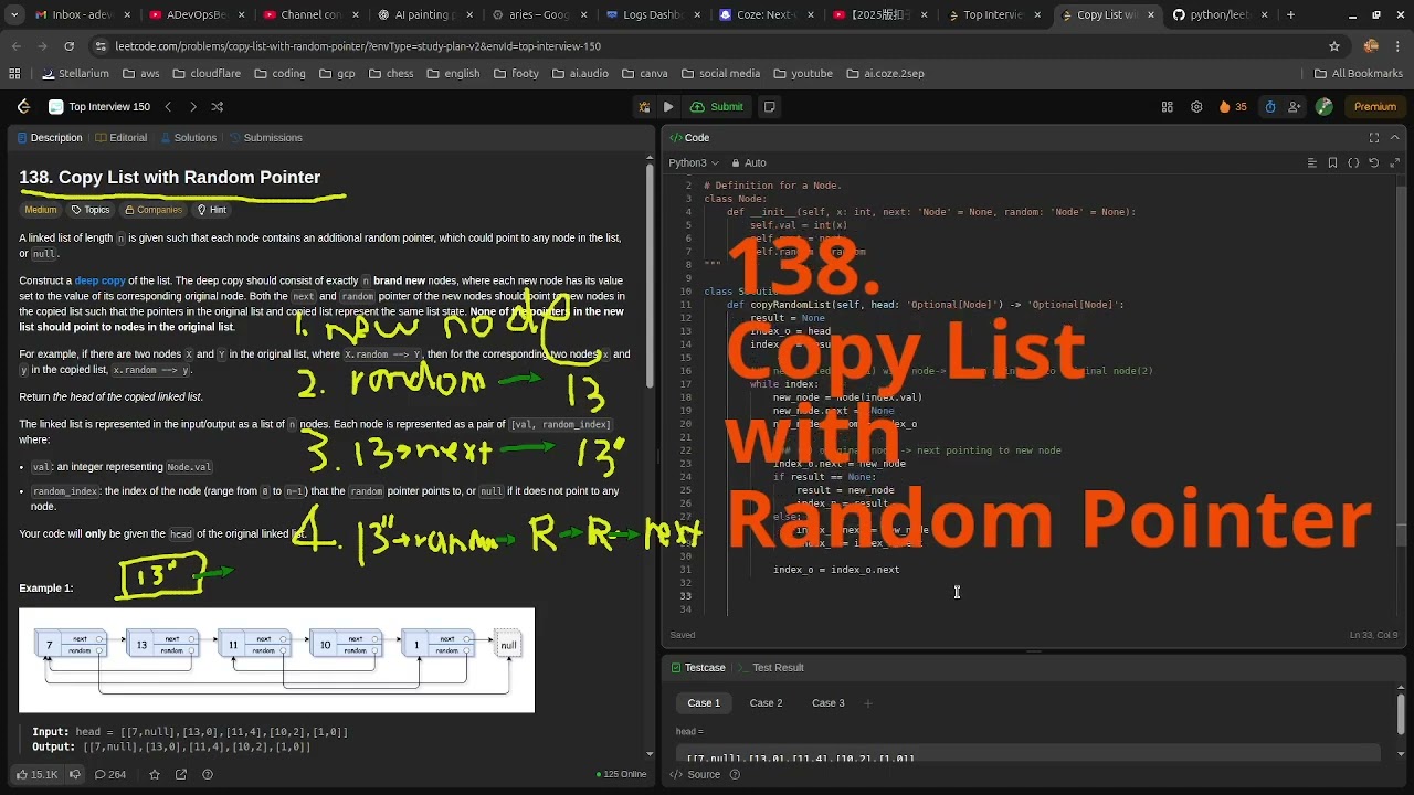 Leetcode MEDIUM Problem 138. Copy List with Random Pointer | DevOps Python Practice