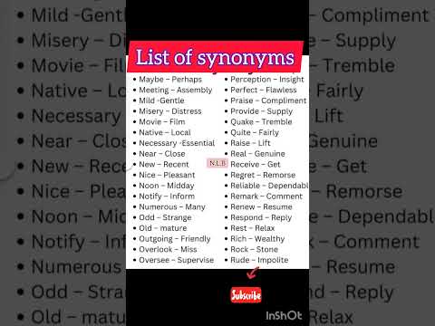 List of English synonyms#english #shortsfeed #englishlanguage #viralvideoshorts 😍🙌