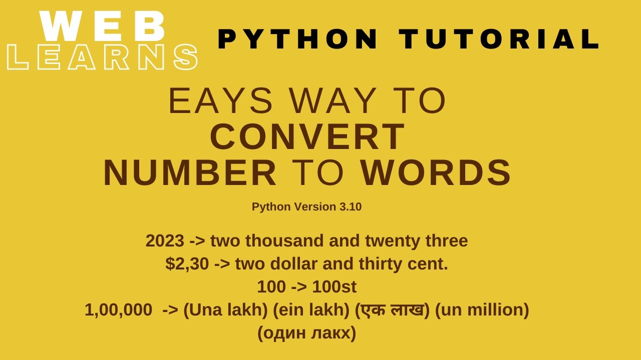 How to convert number to text or words using num2words python lib | latest python tutorial