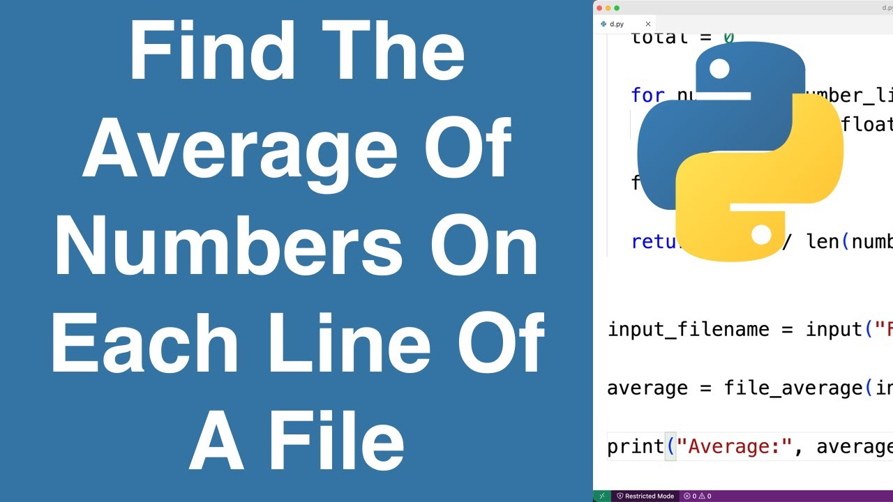 Find The Average Of Numbers On Each Line Of A File | Python Example