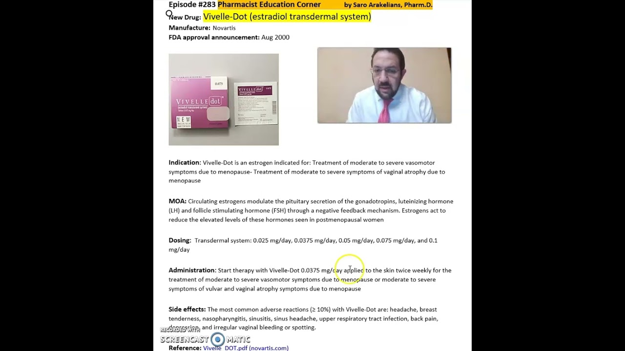 Vivelle-Dot (estradiol transdermal system)- Treatment of vasomotor symptoms/menopause