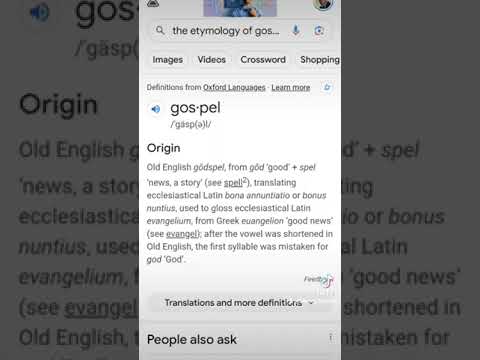 The meaning of Gospel, is God-spel The Etymology dictionary 👉🏿A STORY👈🏿 from The Greek and Romans...