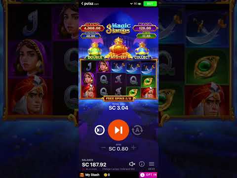 PULSZ Casino 3 Magic Lamps $0.80 Bet Sweeps Coins Slots BONUS