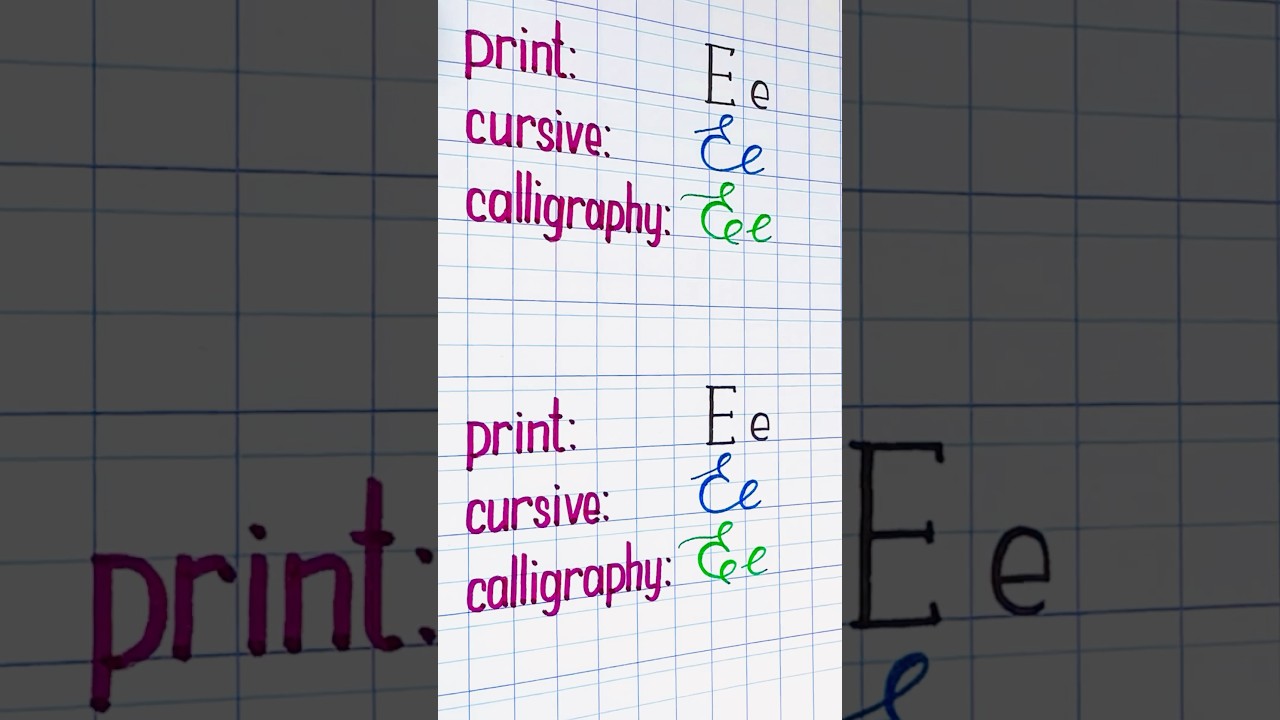 How to write the letter E in print, cursive and calligraphy / Handwriting / Calligraphy/A to Z #atoz