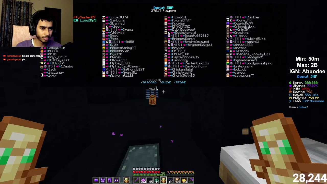 400m 💸 Per Tp | 5B Ld Later | Elytra giveaway in discord | Wagering & PVPing | Donut SMP Live