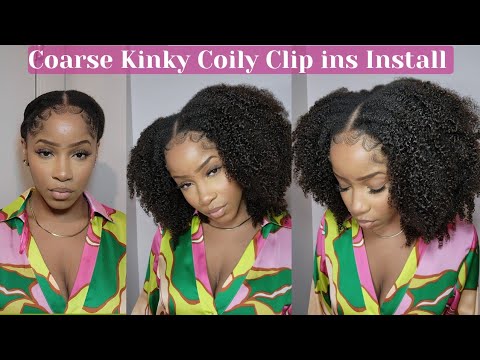 Coarse Kinky Coily Clip In Hair Install (Minimal Leaveout) ft. Curls Queen | SharronReneé