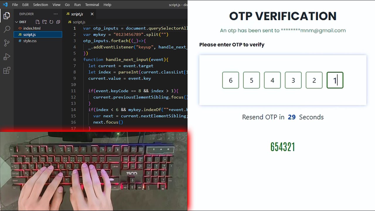 ASMR Programming - OTP VERIFICATION | OTP Input Form using Html CSS & JavaScript - No Talking