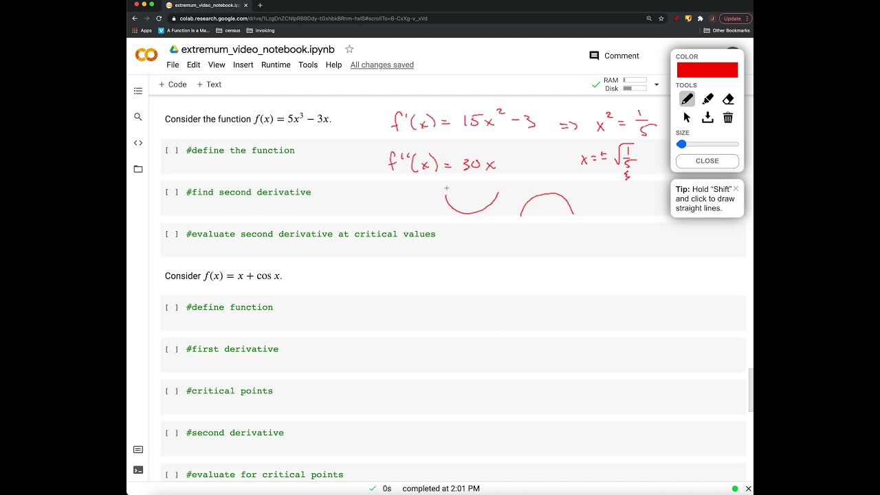 23 Calculus: Example Second Derivative Test with Python