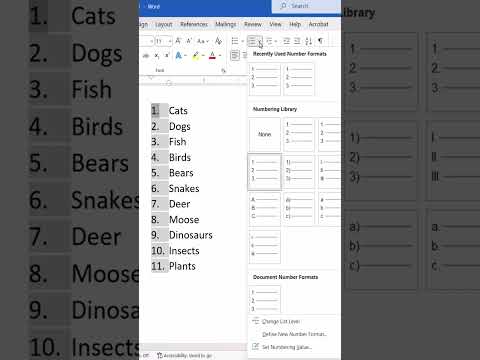 How to Align the Periods in Numbered Lists in Microsoft Word (PC & Mac) #shorts