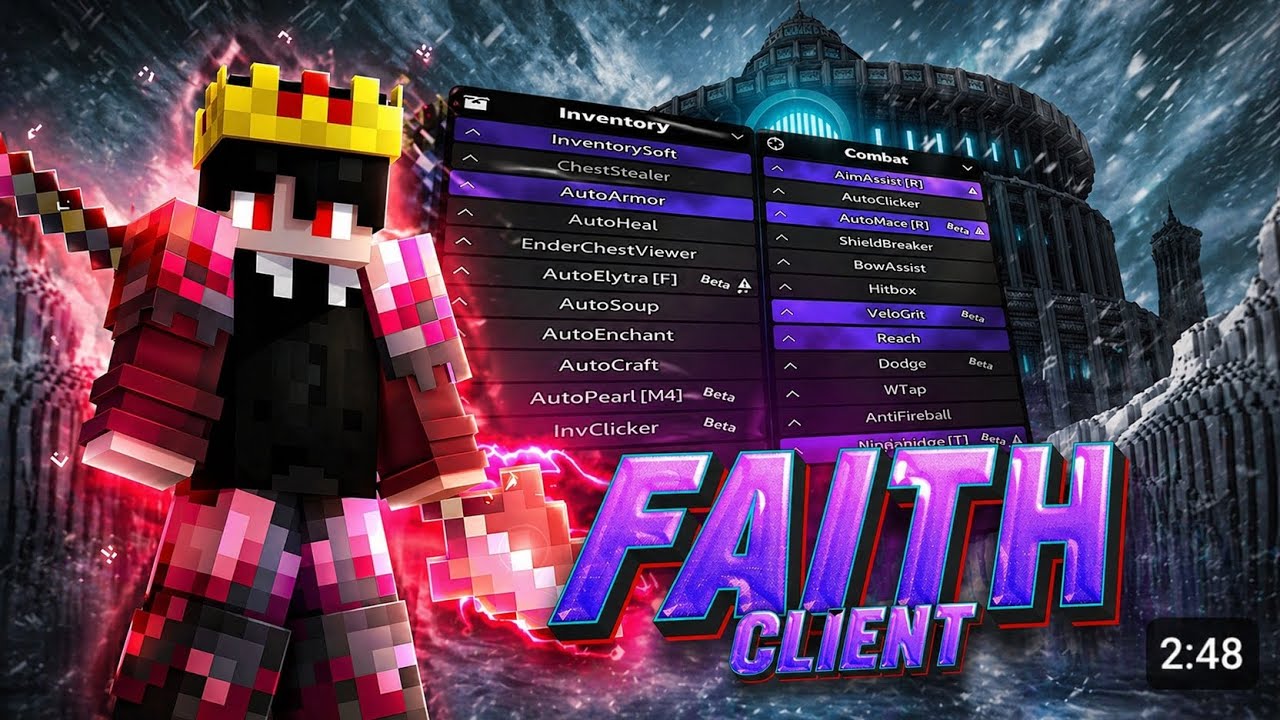 Best free client faith client best for all gamemodes #video#viral#trending#minecraft#faithclient