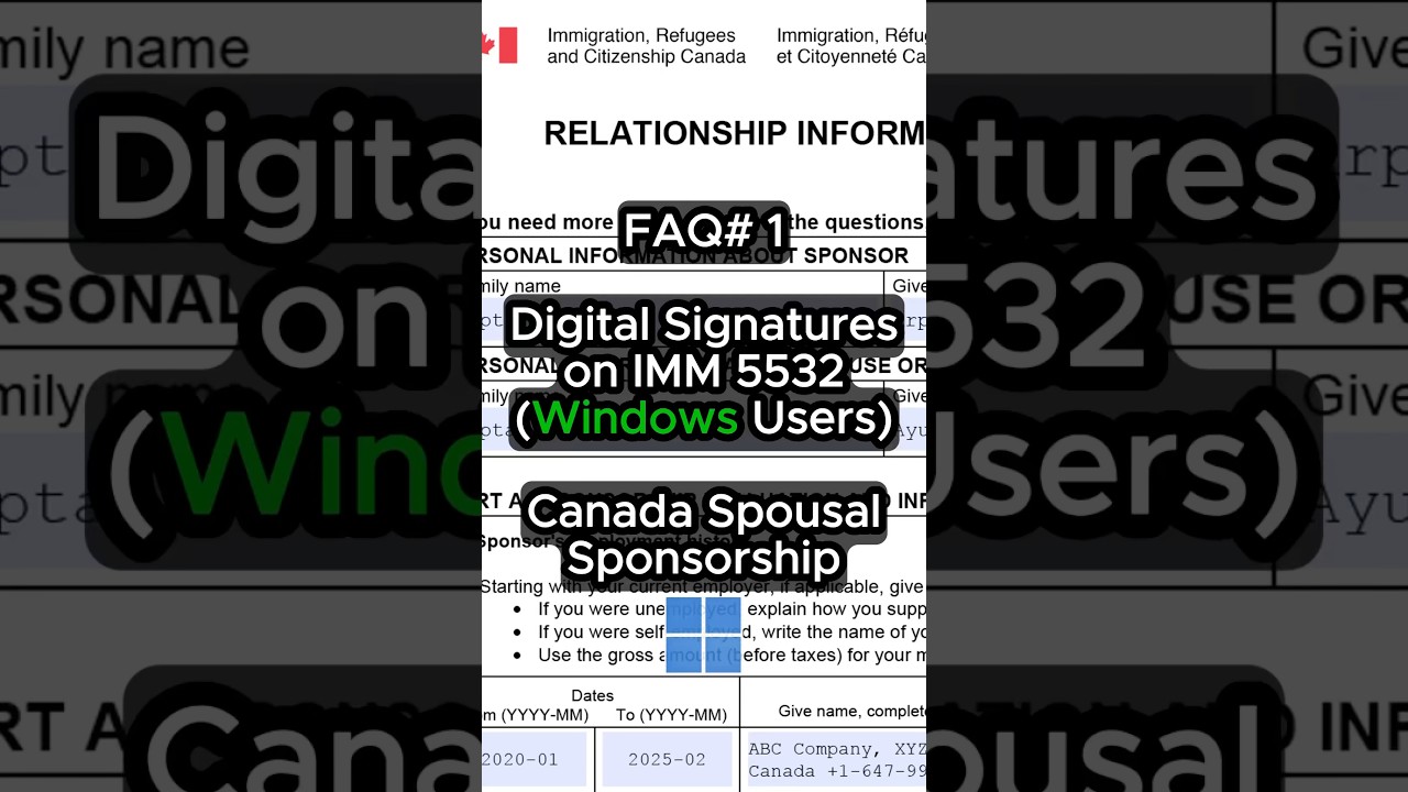 Digitally Sign IMM5532 form (Windows Users) | FAQ 1 | Canada Spousal Sponsorship