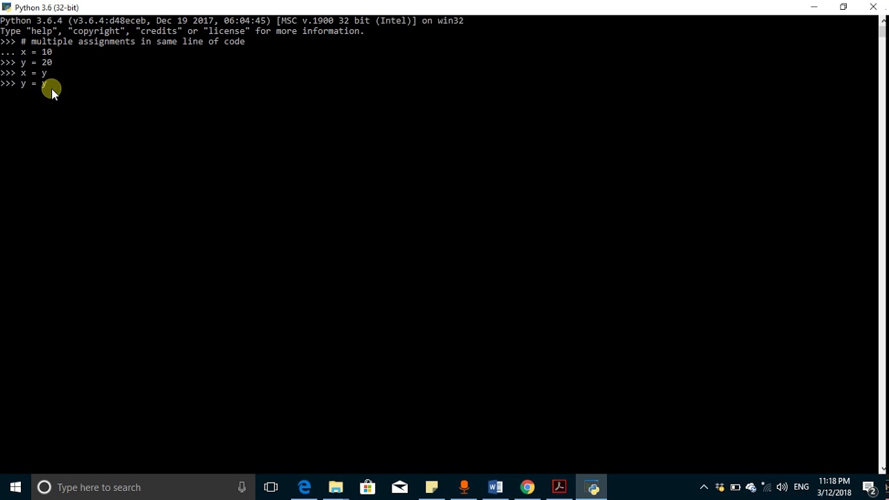 Python Tutorials  - Python multiple assignments-swapping