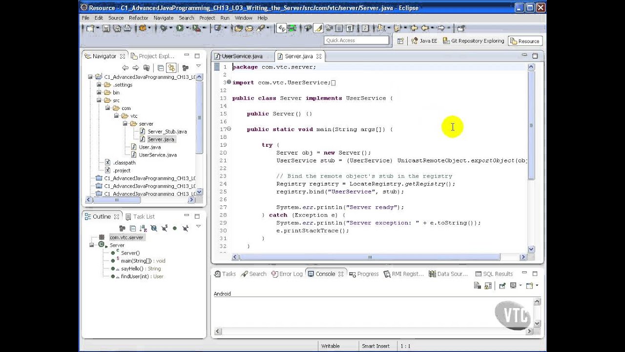 VTC Player   Advanced Java Programming Java SE 7, Writing the Server