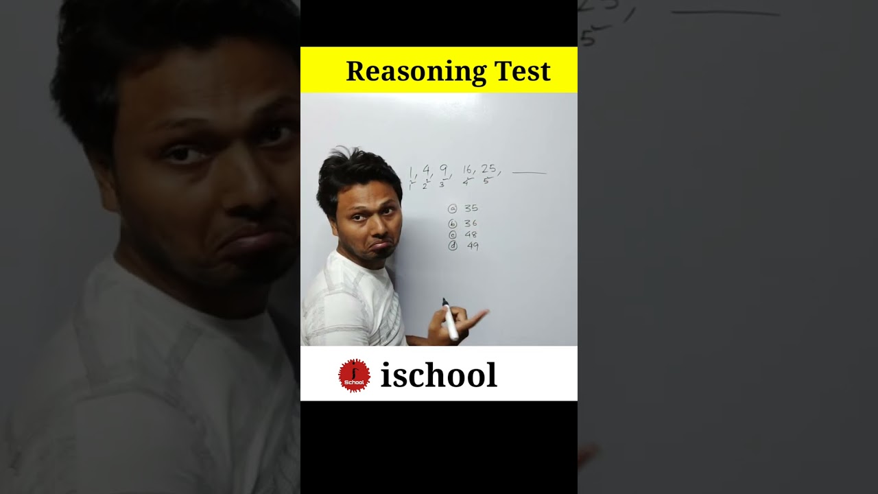 1,4,9,16,25,____ ? Reasoning Test #ischool #imransir #shorts
