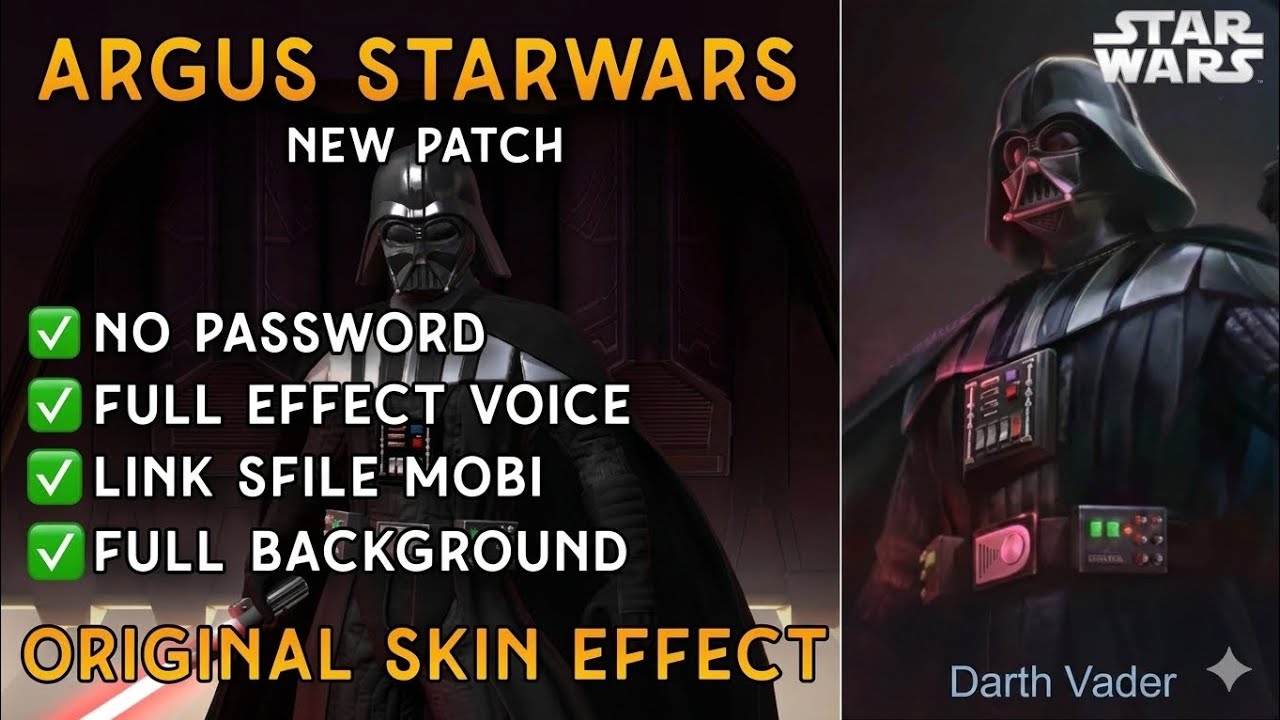 Script Skin Argus Star Wars - Darth Vader No Password | Full Effect Voice | Patch Terbaru